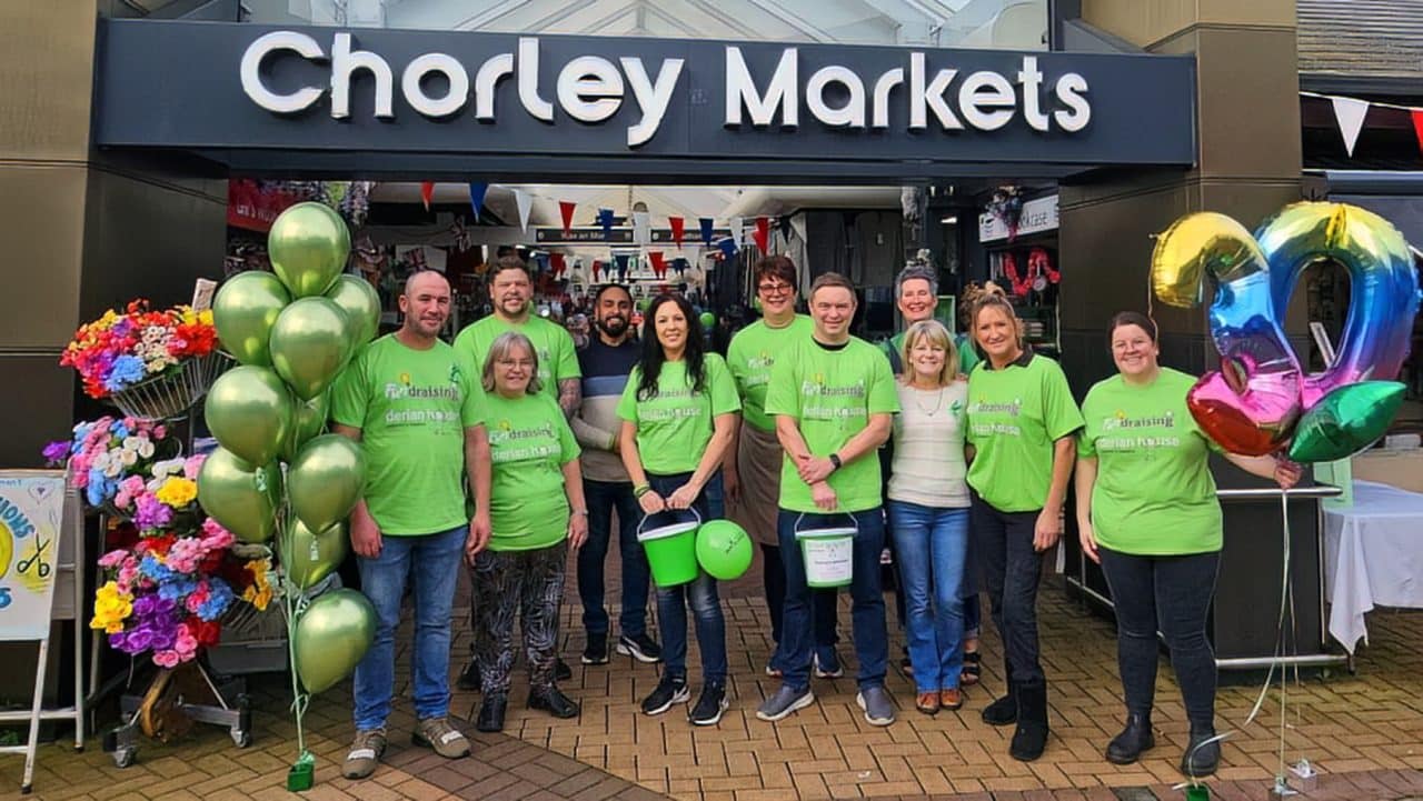 Chorley Market turns green to celebrate 30 years of Derian House - NABMA